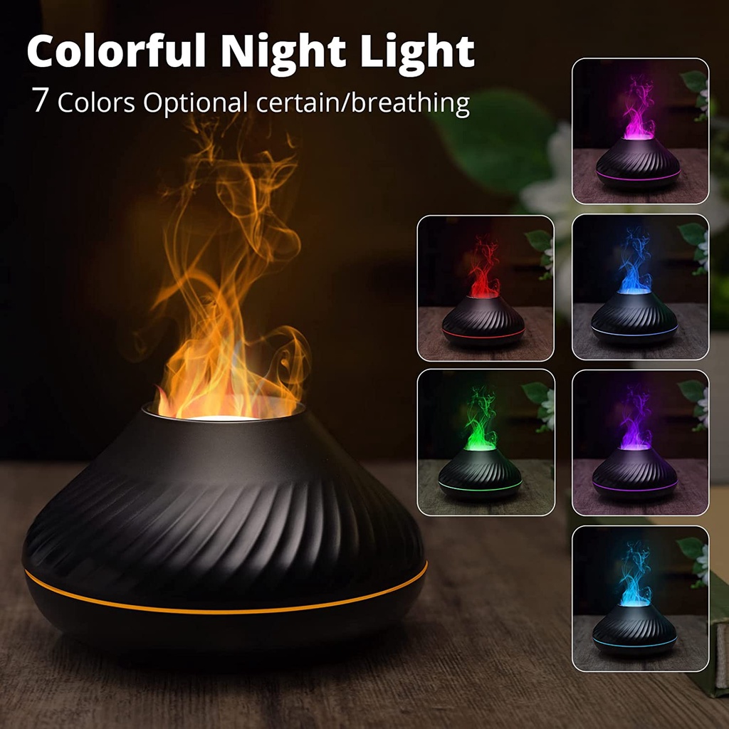 REUP Volcanic Flame Aroma Diffuser Essential Oil Lamp 130ml USB Portable Air Humidifier with ...