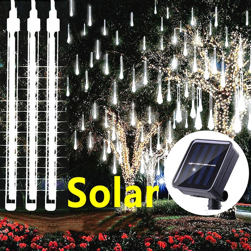 Solar/Plug in Meteor Shower Rain Light 3.5M Led 8 Tube LED Falling ...