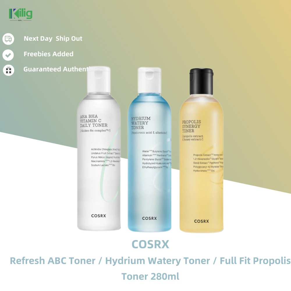 COSRX Refresh ABC Toner 280ml/ Hydrium Watery Toner 280ml / Full Fit ...
