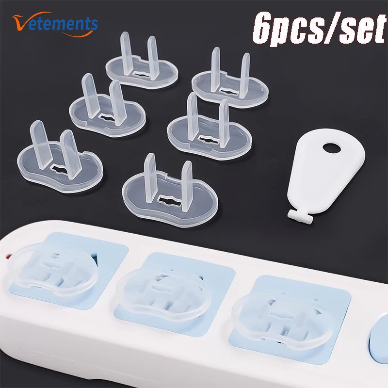 6 Pcs Clear Plastic Electrical Outlet Cover/ Children Safety Anti ...