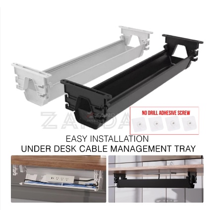 Under Table Cable Management Tray Storage Rack Desk Holder Wire ...