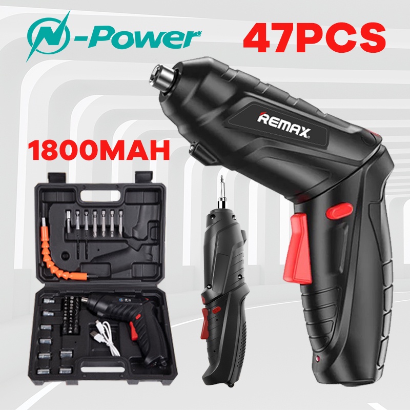 Rechargeable Cordless Drill Driver Kit 47pcs Tool Set With LED Light Electric Screw Driver ...