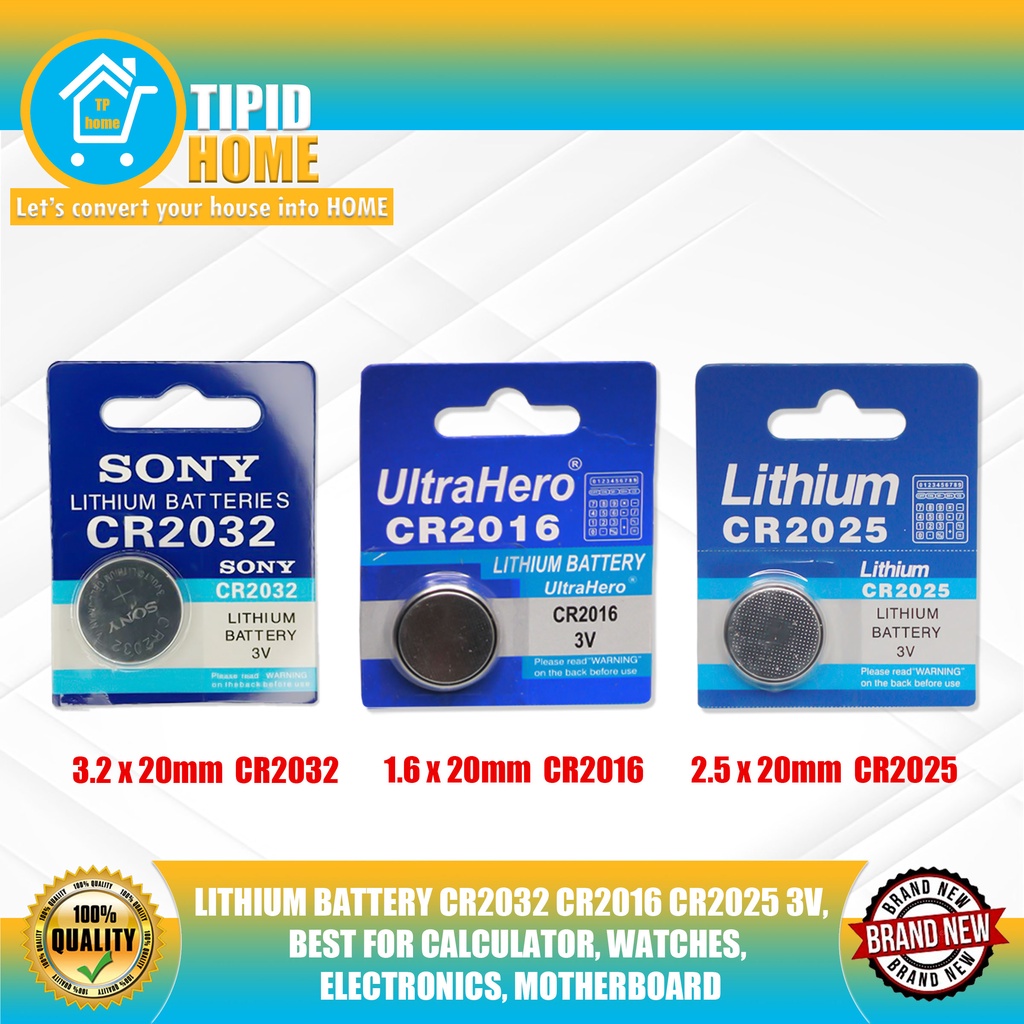 LITHIUM BATTERY CR2032 CR2016 CR2025 3V, BEST FOR CALCULATOR, WATCHES, ELECTRONICS, MOTHERBOARD ...