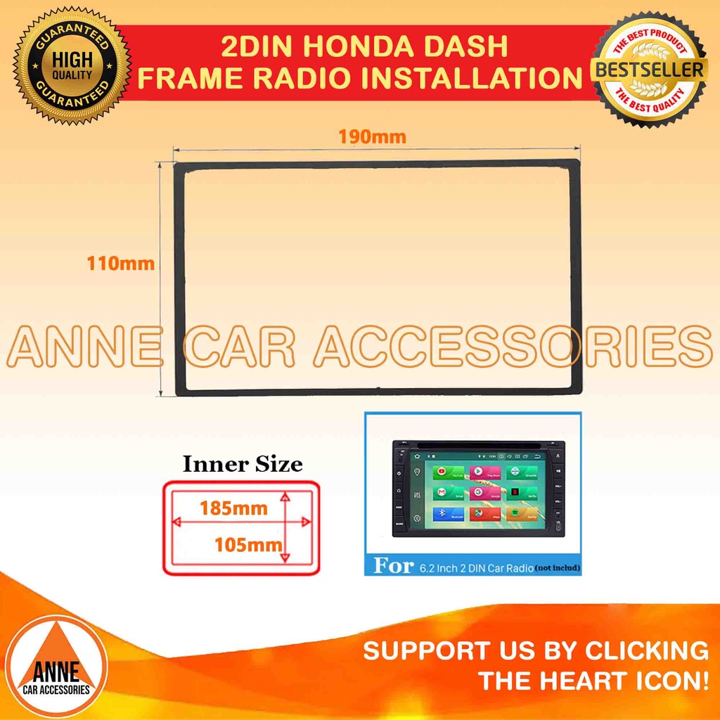 Car 2Din Dash Frame Spacer for Toyota Universal 7 Inch 2Din / Honda 2 ...