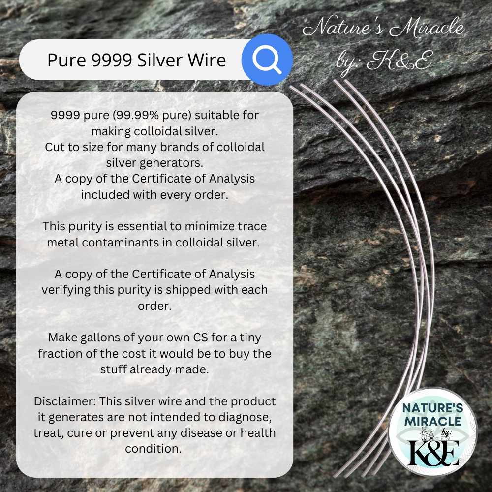 Colloidal Silver Rods 2pcs of 6 inch Pure 9999 Silver Wire with ...