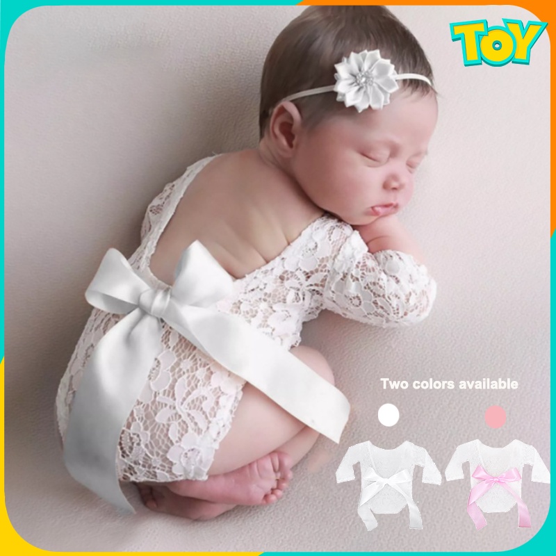 Newborn Bowknot Lace Romper Costume OneSize Baby Dress Accessories ...