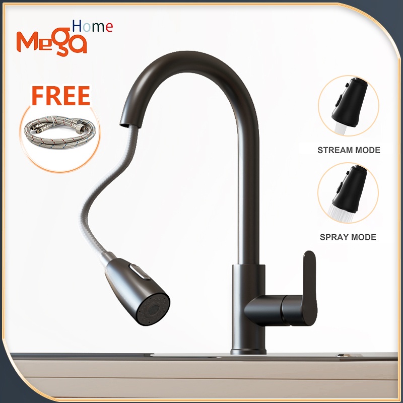 Megahome 304 Stainless Pull out Faucet Kitchen Faucet 360° Rotation ...