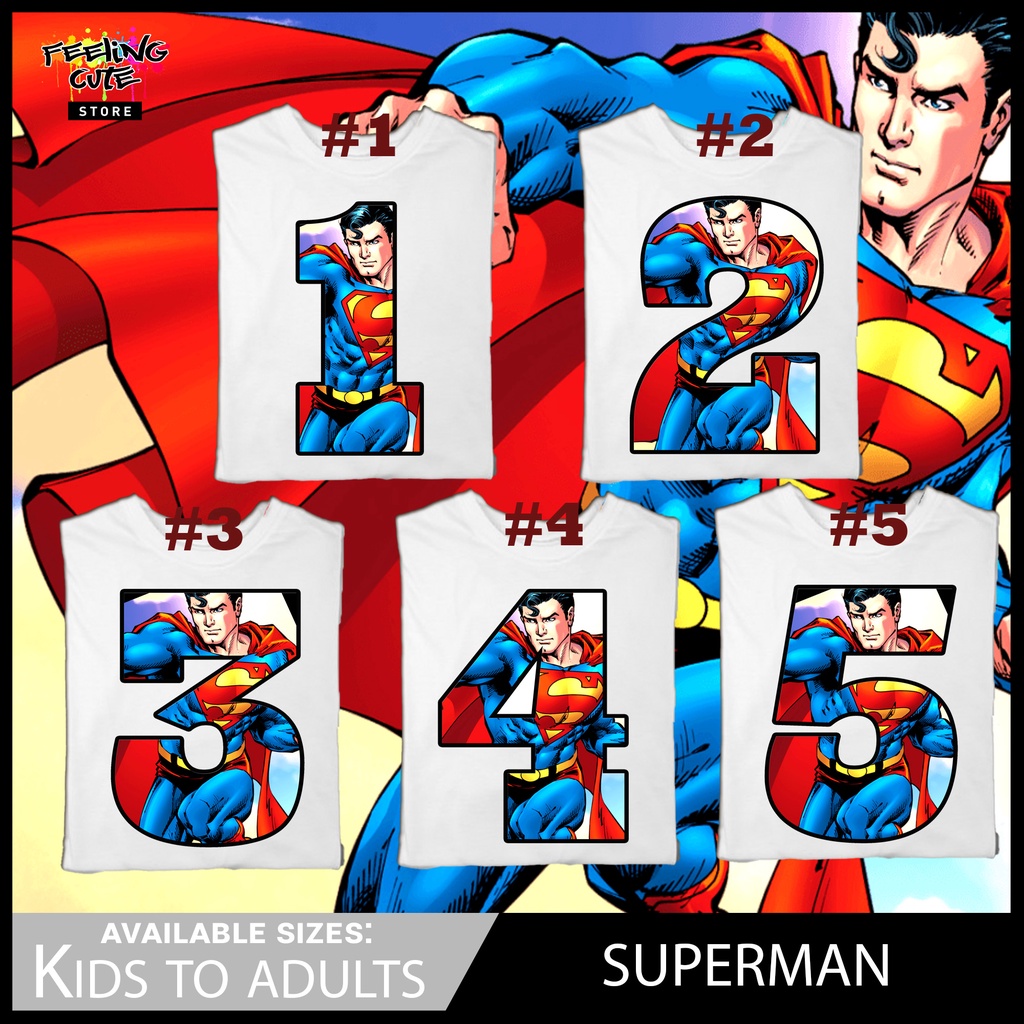 Superman Number Shirt 1 2 3 4 5 Shirt Birthday Theme Shirt | Shopee ...