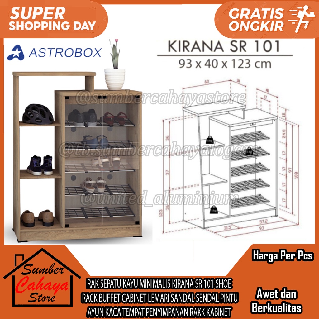 KIRANA MINIMALIST WOODEN SHOE RACK SR 101 SHOE RACK HELMET BUFFET ...