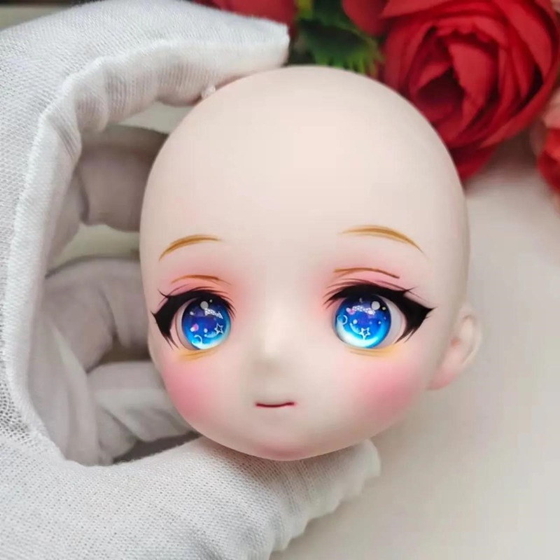 Anime Doll's Head with Makeup 14mm Eyes 1/6 Bjd Baby Doll Accessories ...