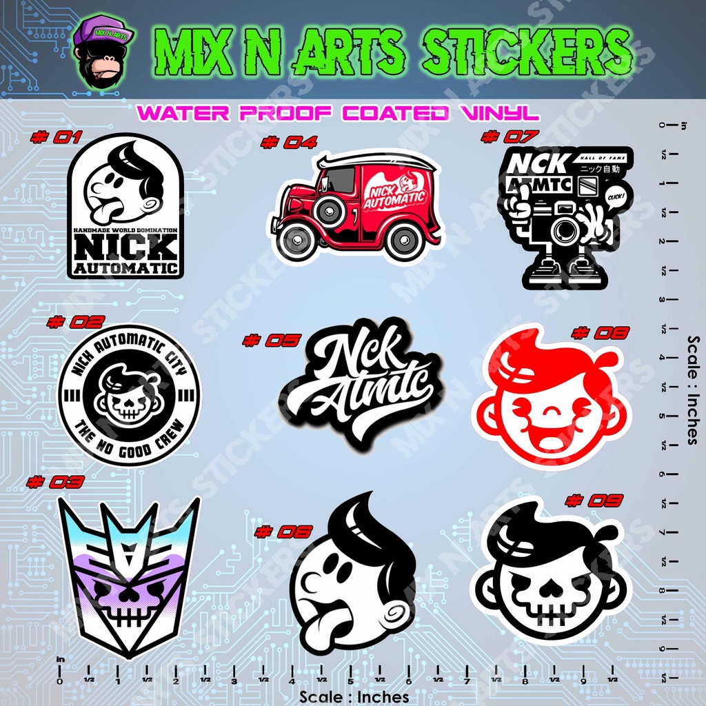 Nick Automatic Logos Waterproof Vinyl Sticker for Motorcycle Tumbler ...