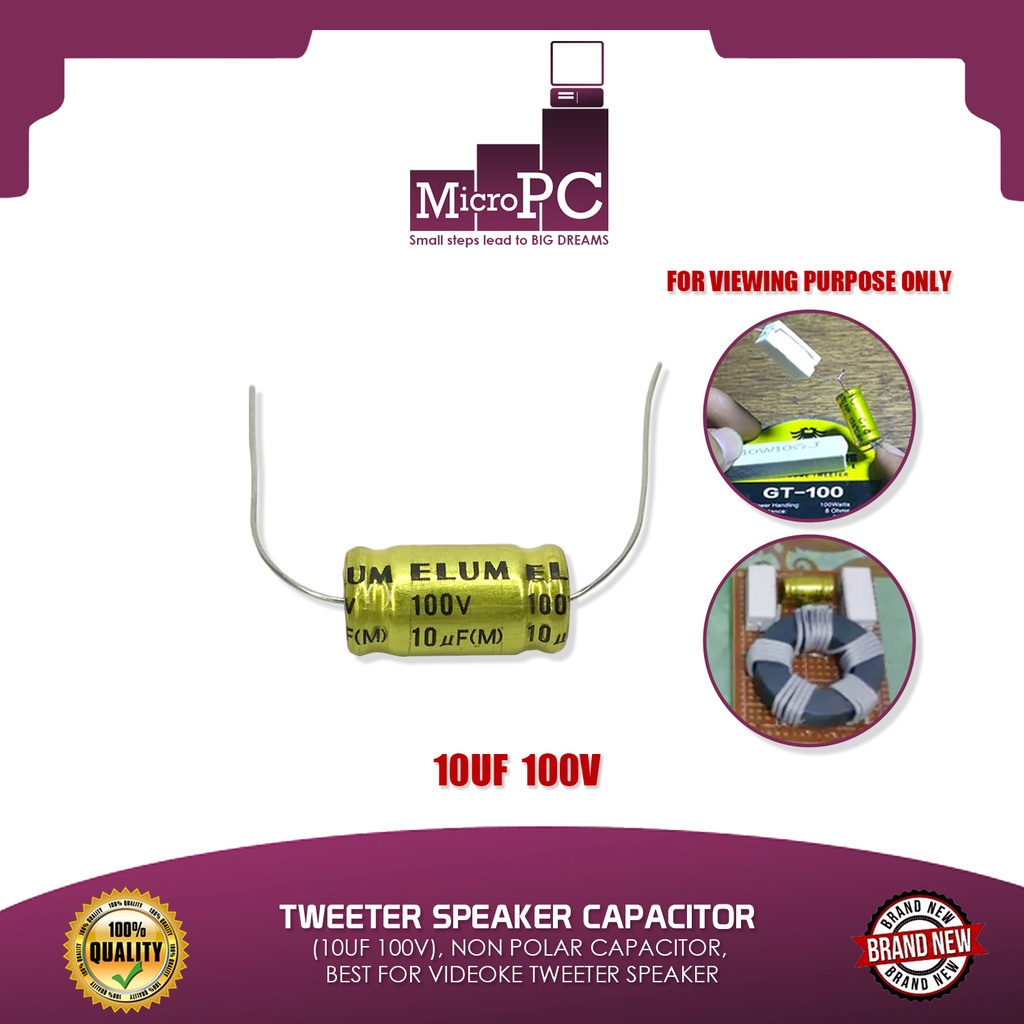 TWEETER SPEAKER CAPACITOR (10UF 100V), NON POLAR CAPACITOR, BEST FOR ...