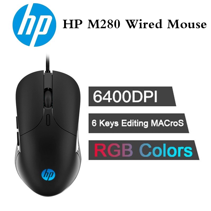 HP M280 Wired RGB LED Mouse 6400 DPI Gaming Mice Suitable for Office or ...