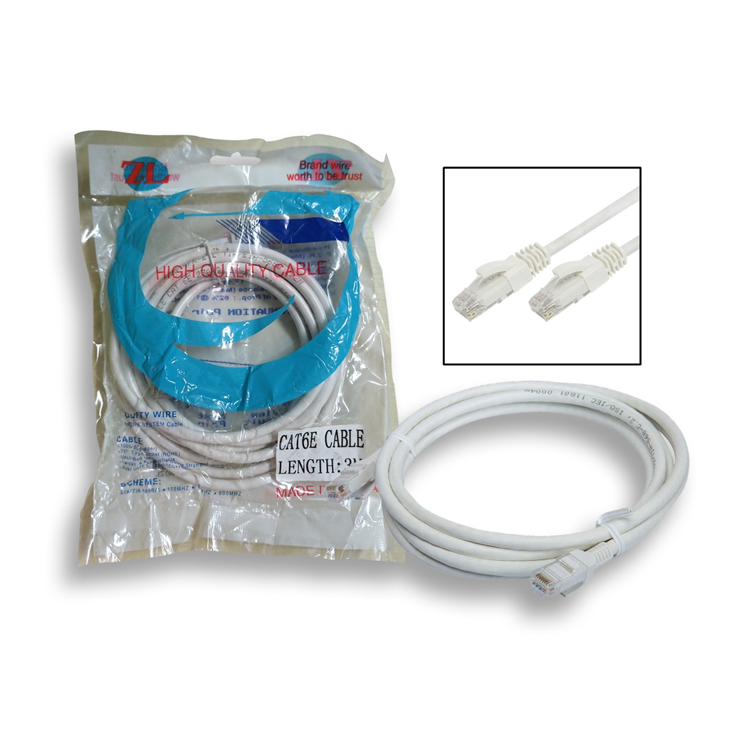 ZL CAT6E Lan Cable 3m (Twisted 4 pairs) | Shopee Philippines