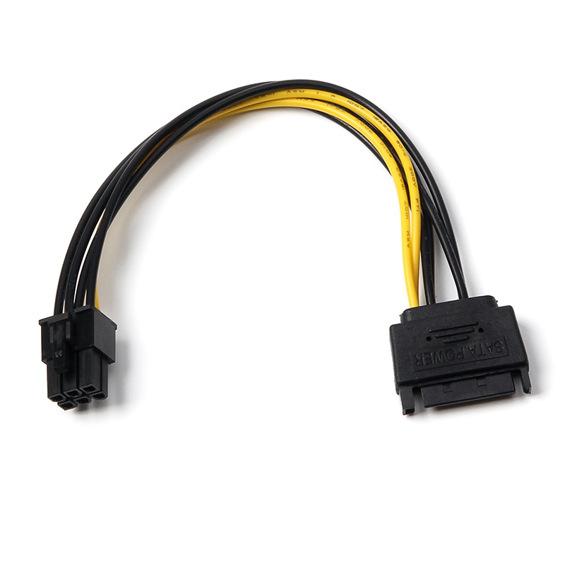 20cm 15 Pin SATA Power to 6 Pin PCIe PCI-e PCI Express Cable For Video ...