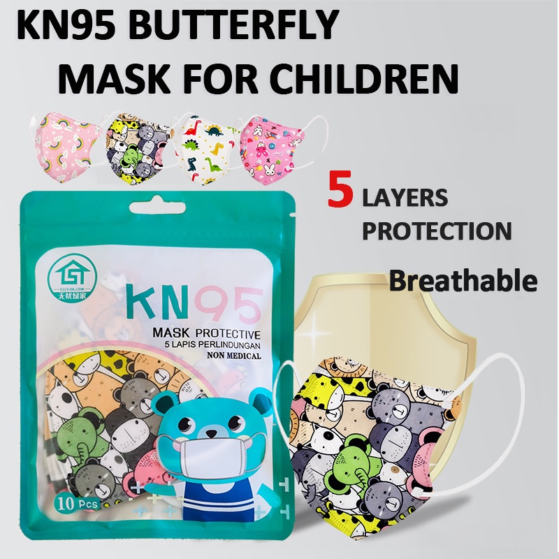 10PCS KN95 5D Face mask For Kids Baby Children Cartoon Character ...