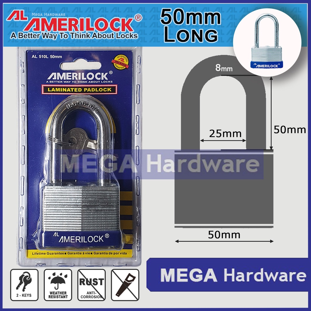 AMERILOCK or HERKS Padlock for gate - Laminated 30mm 40mm 50mm (Short ...