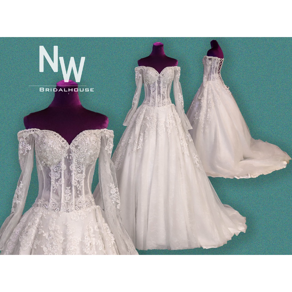 Noelle West Floral Lace Wedding Bridal Gown | Shopee Philippines
