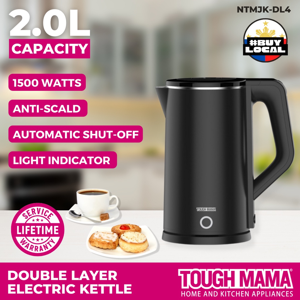 Tough Mama NTMJK2-DL4 Electric Kettle Stainless Steel and Plastic Body ...