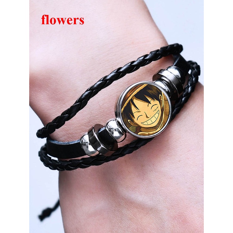 Flowers Cartoon Anime One Piece bracelet Luffy Ace Chain Choker For Man ...