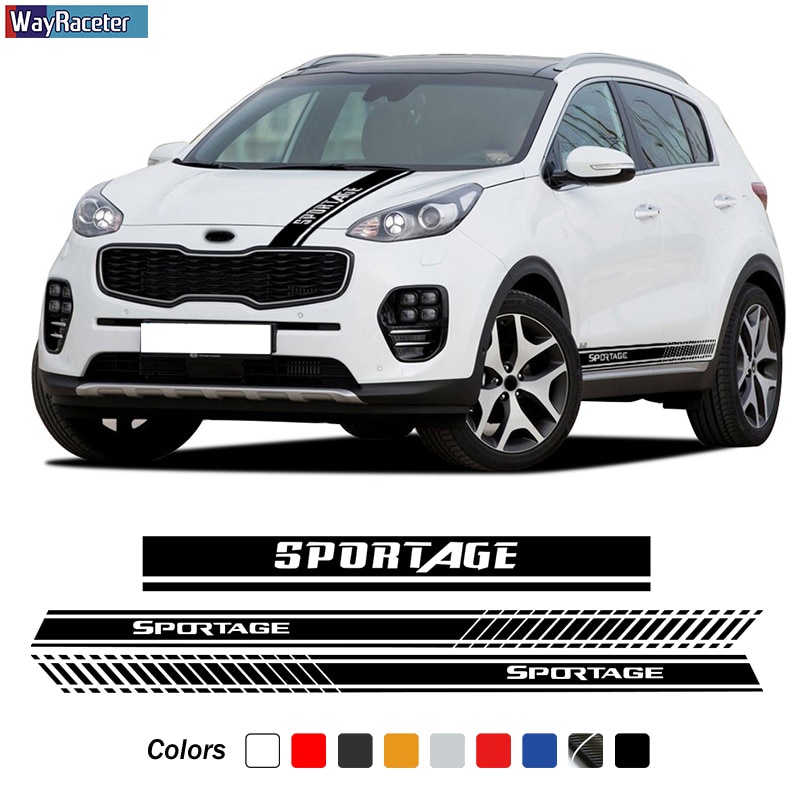 Racing Sport Car Hood Decal Bonnet Body Kit Side Stripes Skirt Sticker ...