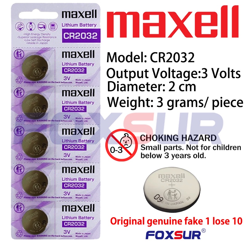 Maxell CR2032 3V (5 Pieces/1 Card) Lithium Button Cell CR-2032 DL2032 ...