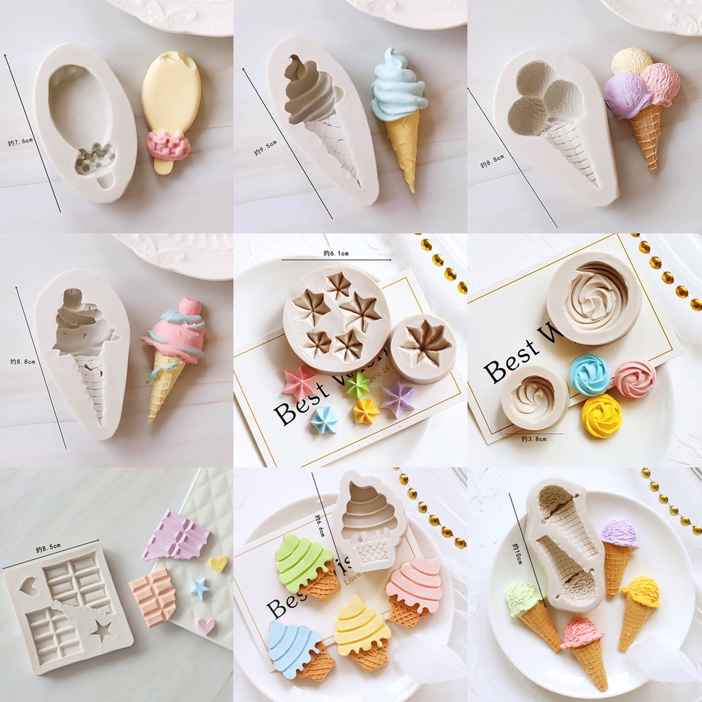 Fondant Ice Cream Meringue Sugar Shape Silicone Cake Mould for Kitchen ...