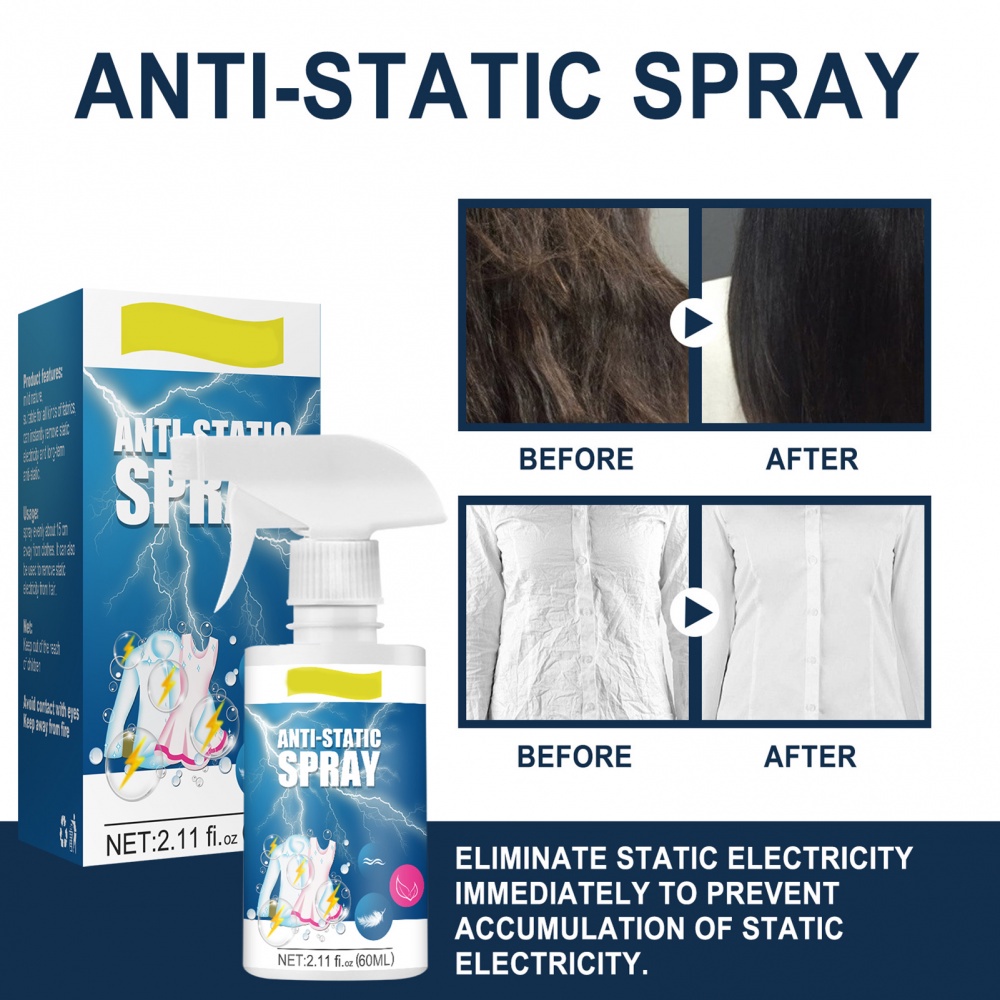 60ML Anti-Static Spray, Fabric Softener Spray, Static Cling Remover For ...