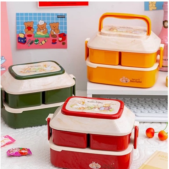 Lunch Box 2 Layer Set Bobby Rabbit | Shopee Philippines