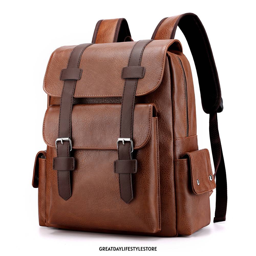 Durable Leather Backpack Classic Design | Shopee Philippines