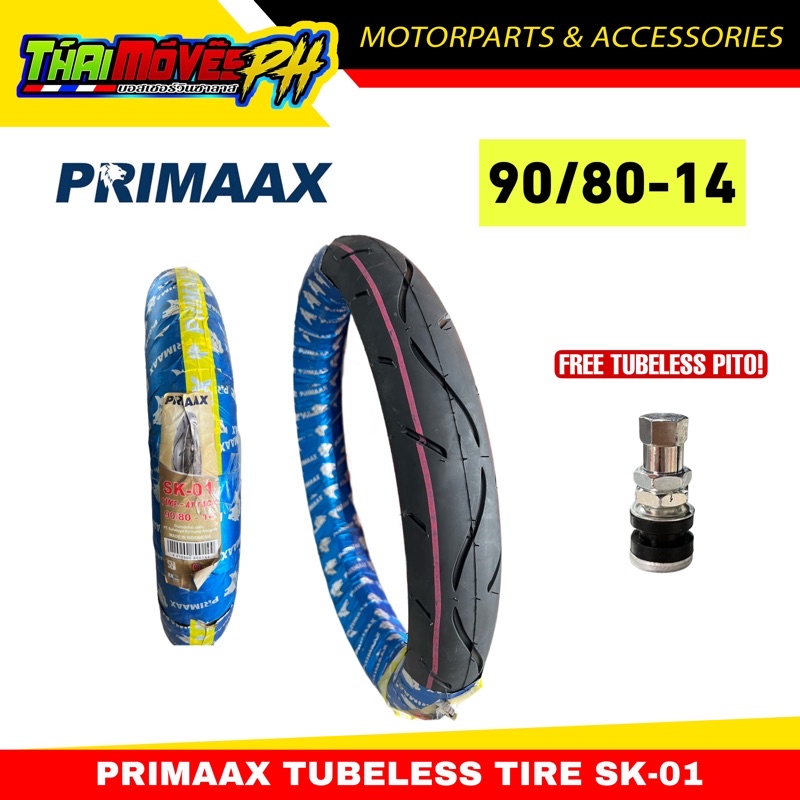 PRIMAAX (90/80-14) SK-01 TIME ATTACK TUBELESS TIRE with Free Tubeless ...