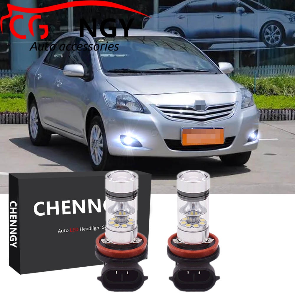FOR Toyota Vios (year 2008 - 2021) (Fog Lamp) - 2pc LED White Projector ...