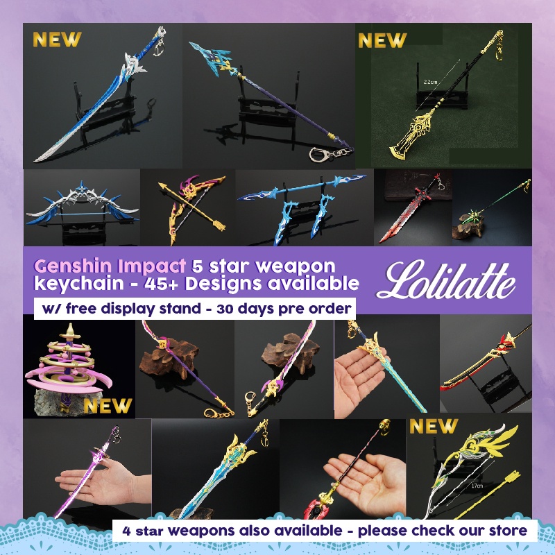 Genshin Impact 5* star weapon keychain metal booba sword catalyst ...