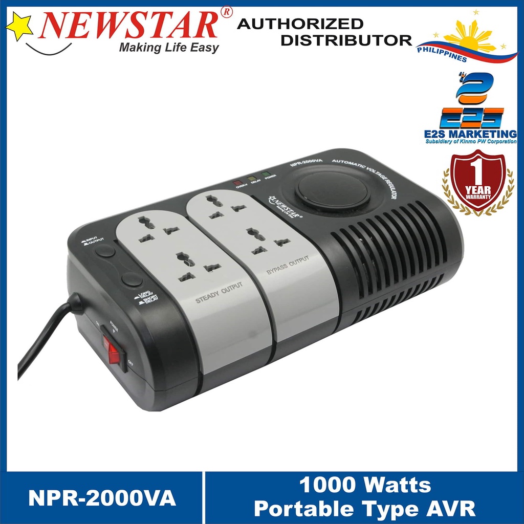 Newstar Portable-Type 1000W AVR (Black) NPR-2000VA | Shopee Philippines
