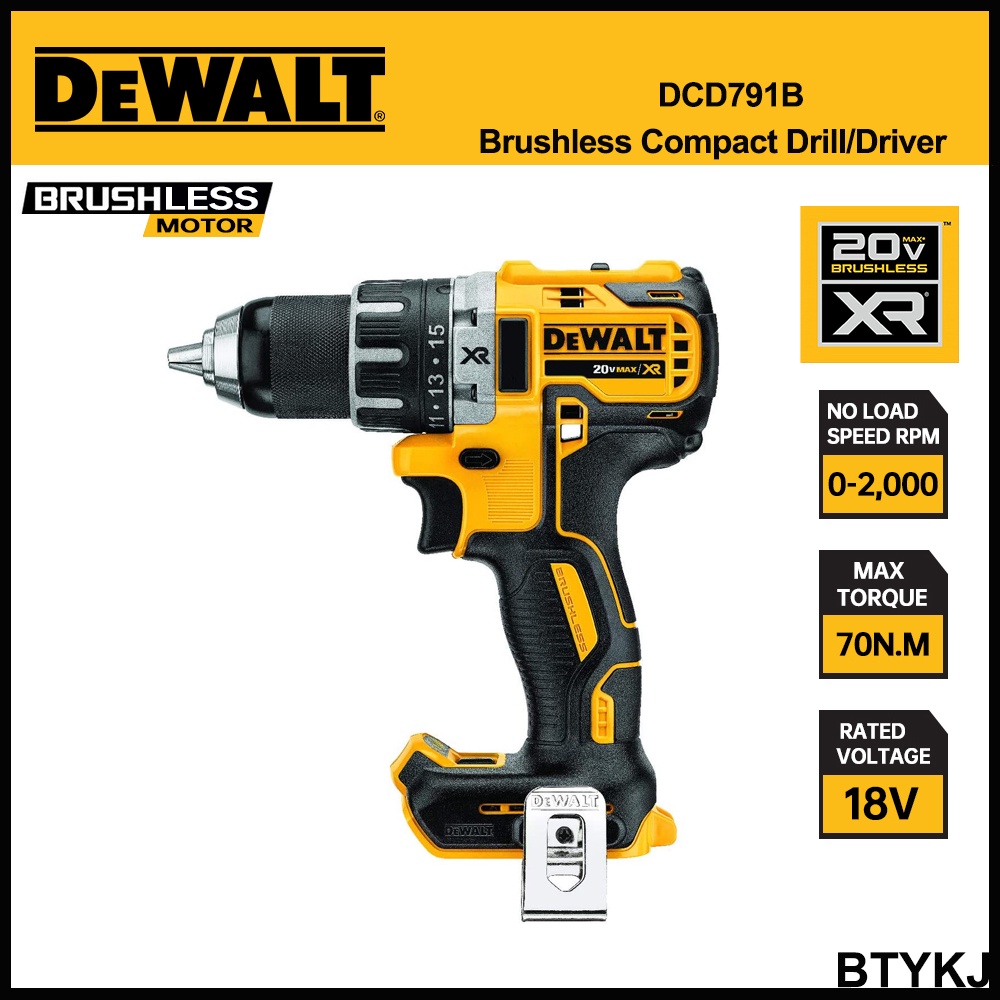 DEWALT DCD791 20V MAX* XR® Li-Ion Brushless Compact Drill Driver ...