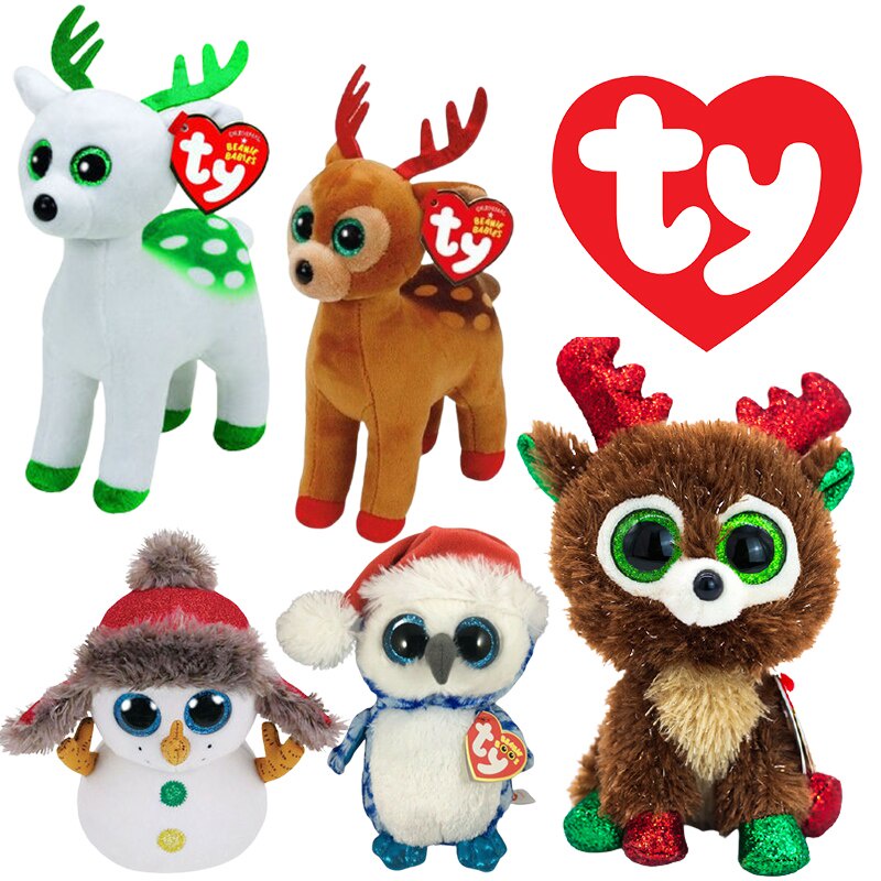 TY Big Eyes Beanie Unicorn Mouse Shiny Reindeer Bear Plush Stuffed ...