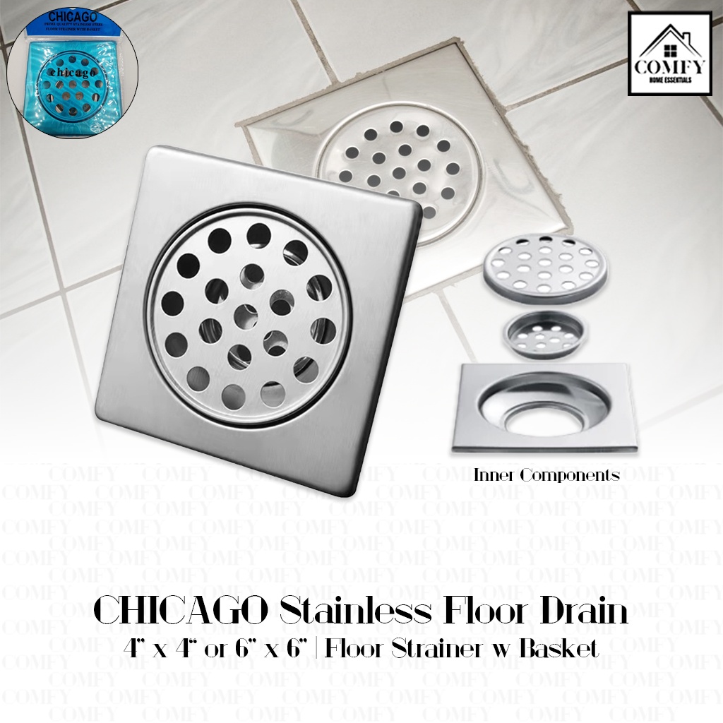 4x4/ 6x6 Chicago Stainless Steel Floor Strainer Sink W/ Basket Standard ...