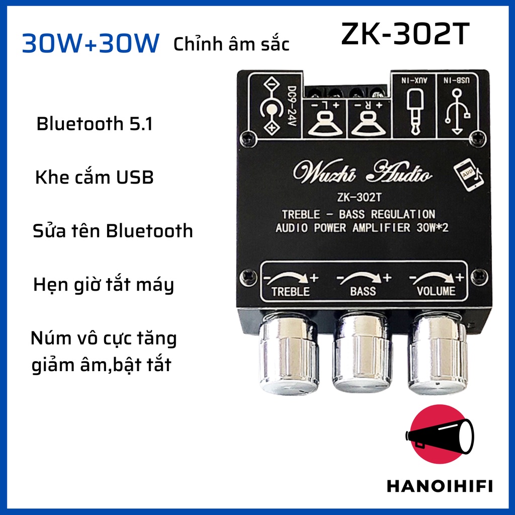Wuzhi ZK-302T bluetooth audio amplifier circuit 30w*2 tone adjustment ...