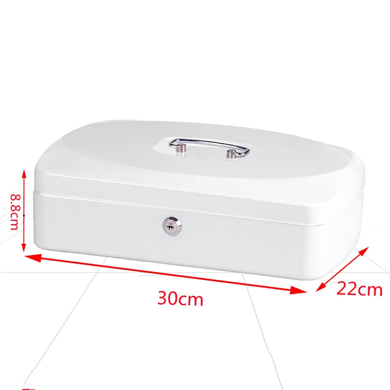 White key new suitcase safe box with safety lock cash tray metal cash ...