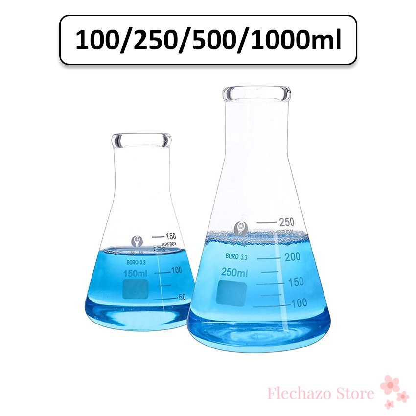 Glass Conical Flask Erlenmeyer Flask 100-1000ML for Lab Chemical ...