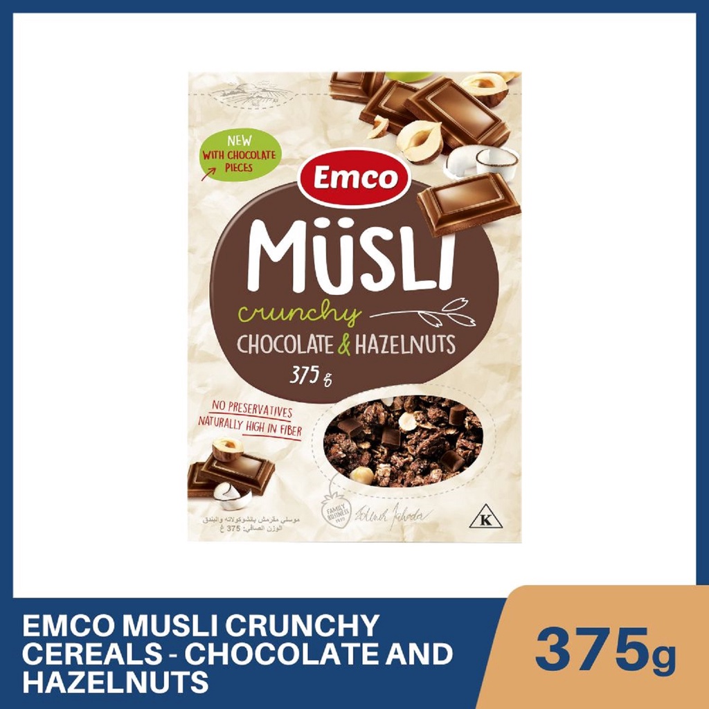 EMCO MUSLI Crunchy Cereals Chocolate and Hazelnuts 375g | Shopee ...
