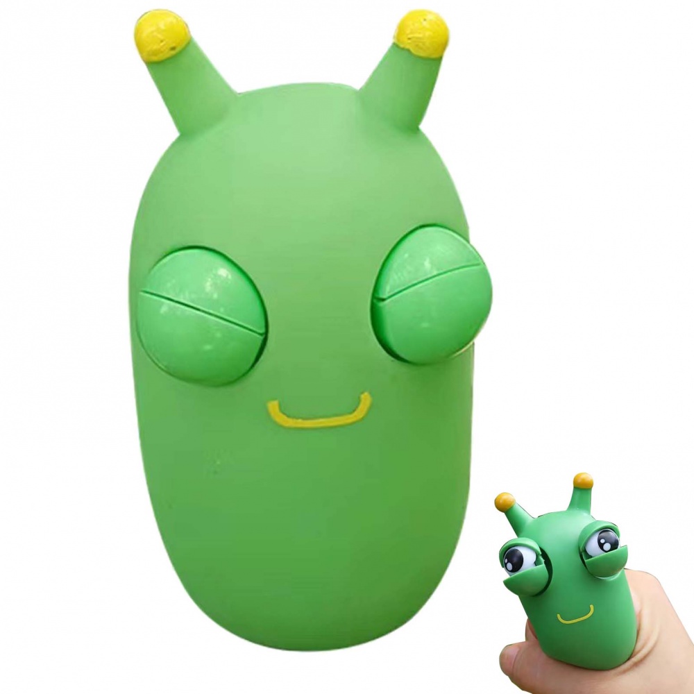 Funny Grass Worm Pinch Toys Green Eye Insect Squeeze Toy Novelty Eye ...