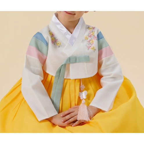 Korean Traditional Dress for Girls Hanbok D White Yellow | Shopee ...