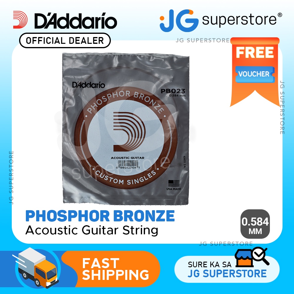 D'Addario PB023 Phosphor Bronze Single Acoustic Guitar String Round ...