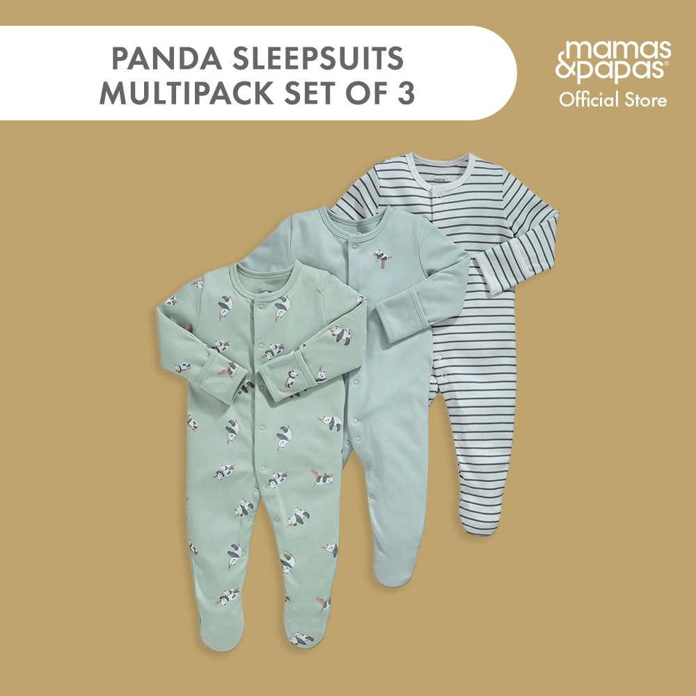 Mamas and Papas Panda Sleepsuits Multipack - Set of 3 | Shopee Philippines