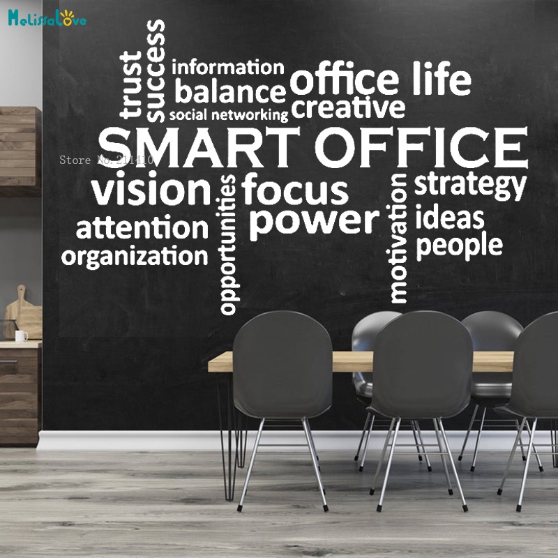 Office Teamwork Wall Decals Art Word Smart Motivation Success Work ...