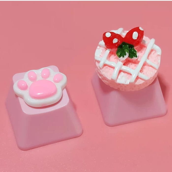 Artisan Keycap PBT Pink Cat Palm Cute Cake For Mechanical Keyboard ...