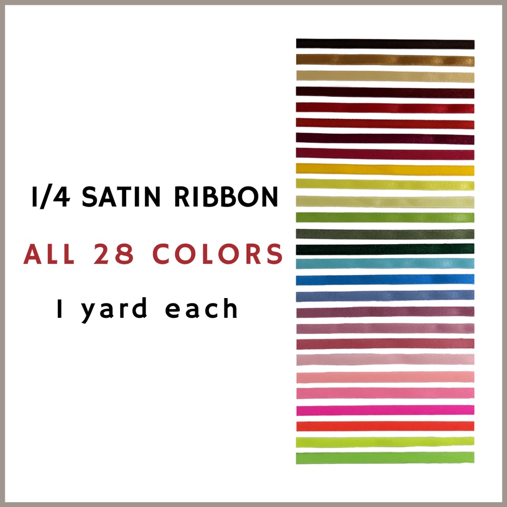 Get All 28 Colors 1/4 Satin Ribbon - 1 yard per color / Satin Silk ...
