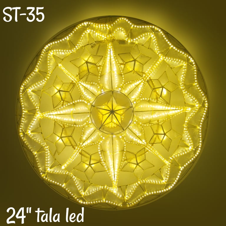 ST35 WHITE Parol size 24 made of capiz with LED lights | Shopee Philippines