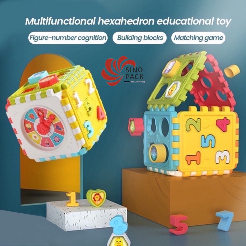 Baby Puzzle Building Block Toy Shape Matching Hexahedron with Number ...